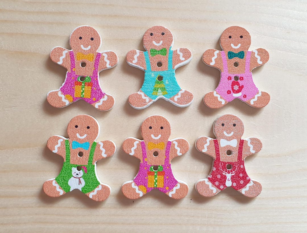 GINGERBREAD MAN / 23*29mm / 8 Buttons / Wooden Buttons / Sewing Buttons ...