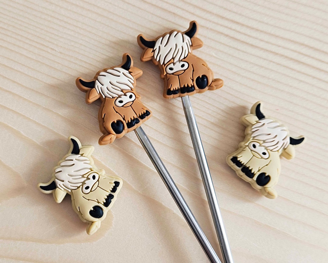 HIGHLAND CATTLE Stitch Stoppers / Knitting Needle Stoppers / Point ...