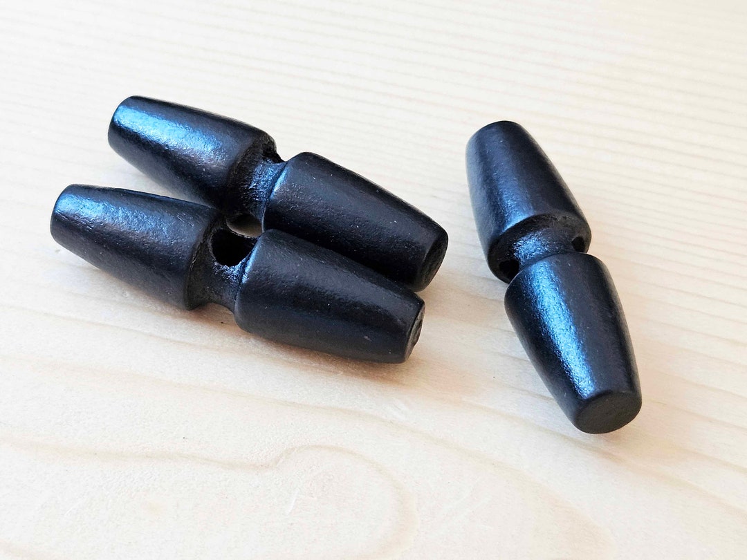 WOODEN TOGGLE Black / 50mm / 4 Buttons / Wooden Single Hole Toggle ...
