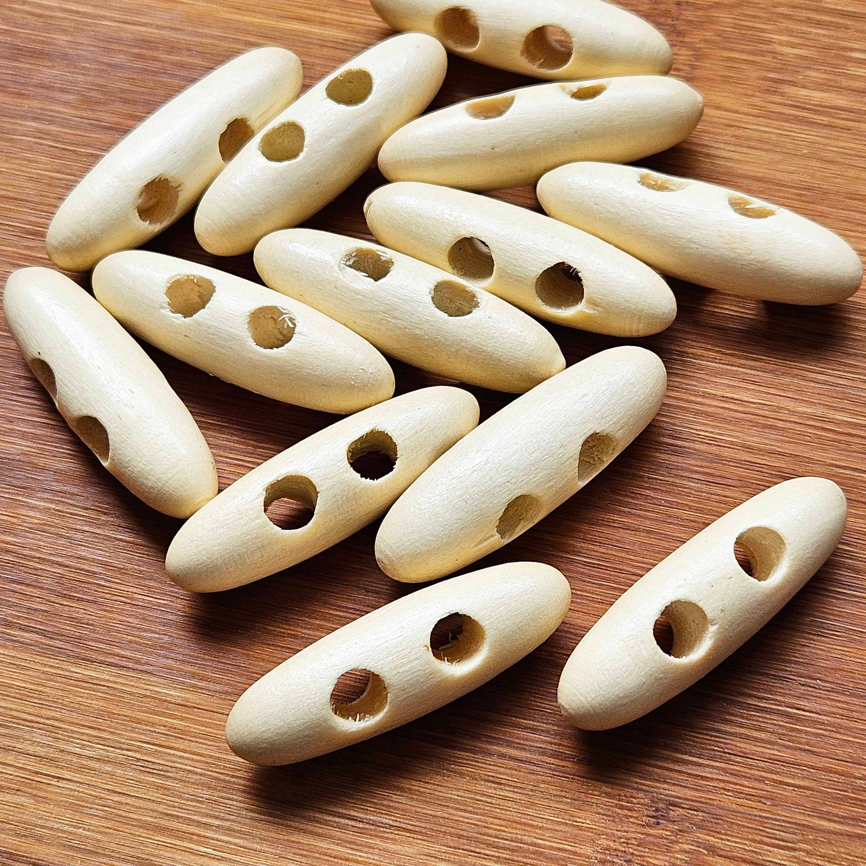 WOODEN TOGGLE BEIGE Cream / 40mm - 6 Buttons / Wooden Toggle Buttons ...