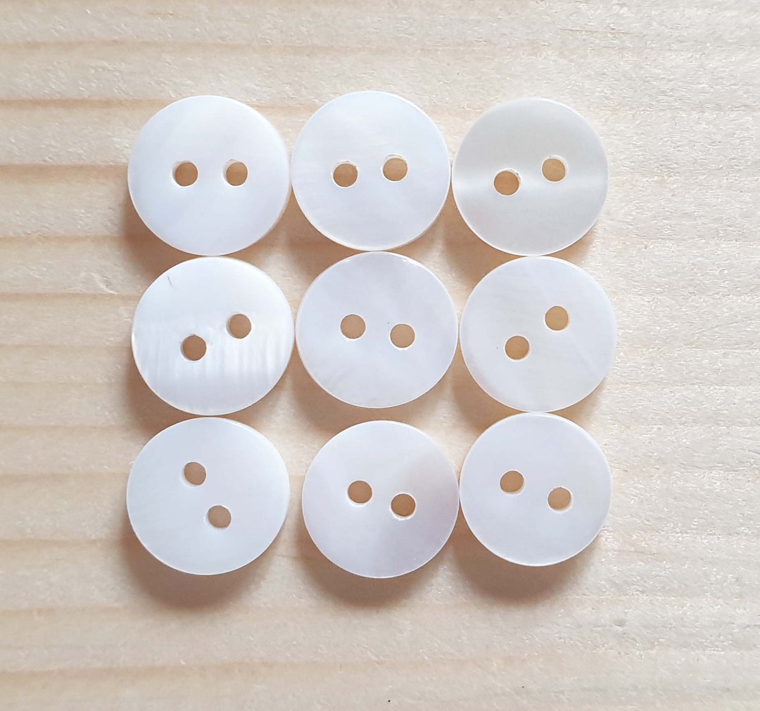 2-HOLE WHITE Seashell Buttons / 9-25mm / MOP Shell Buttons / Sewing ...
