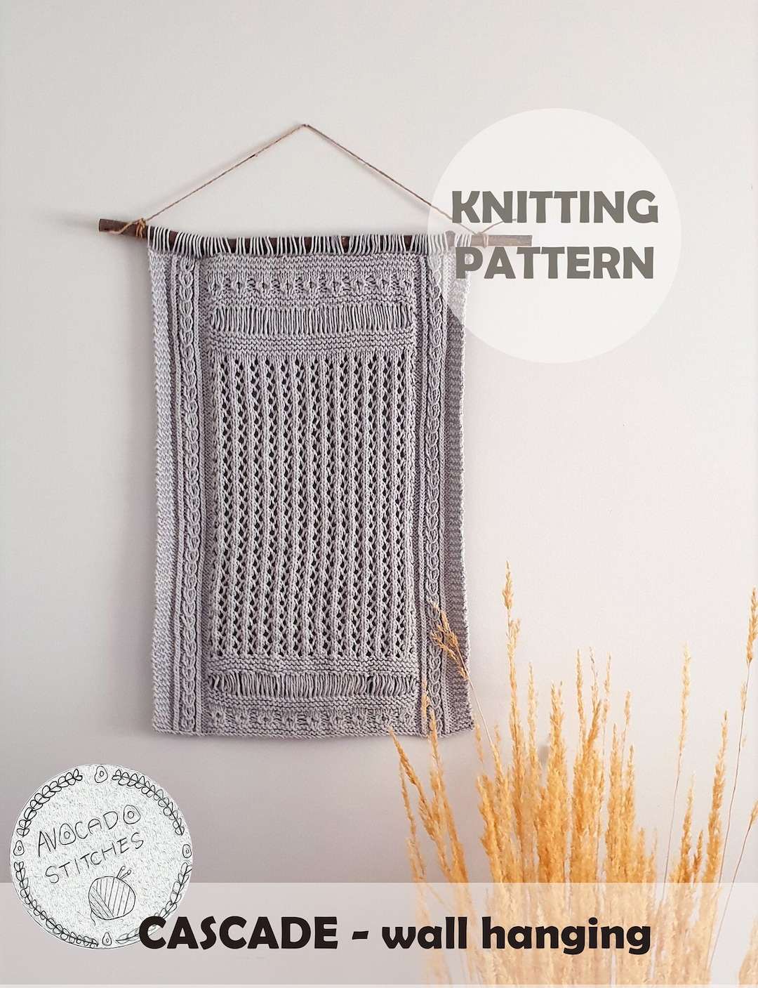 CASCADE WALL HANGING (digital Knitting Pattern) / Knit Wall Hanging ...