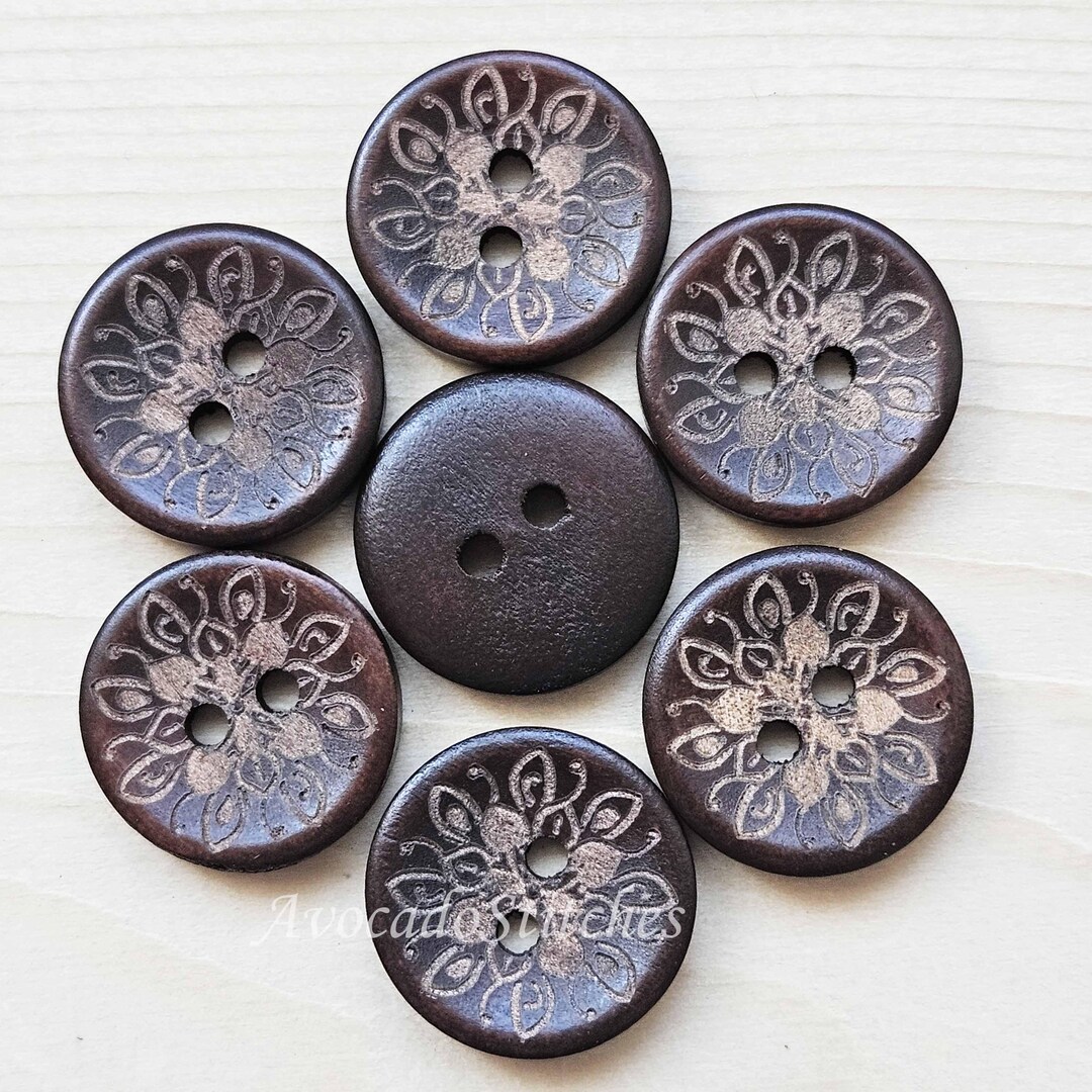 Avodesigns MAGIC FLORAL / 20mm - 6 Buttons / Wooden Buttons / Sewing ...