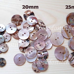 2-hole PEARL PINK Seashell Buttons / 10-25mm / Set of 6 Buttons / MOP ...