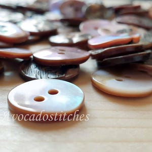 2-hole PEARL PINK Seashell Buttons / 10-25mm / Set of 6 Buttons / MOP ...