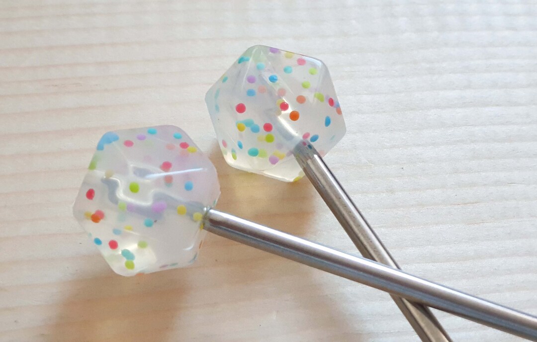 HEXAGONAL CONFETTI Stitch Stoppers / Knitting Needle Stoppers / Point ...
