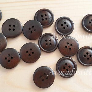 THIN EDGE BREAD Dark Brown / 20mm 25mm / Set of 4 Buttons / Wooden ...