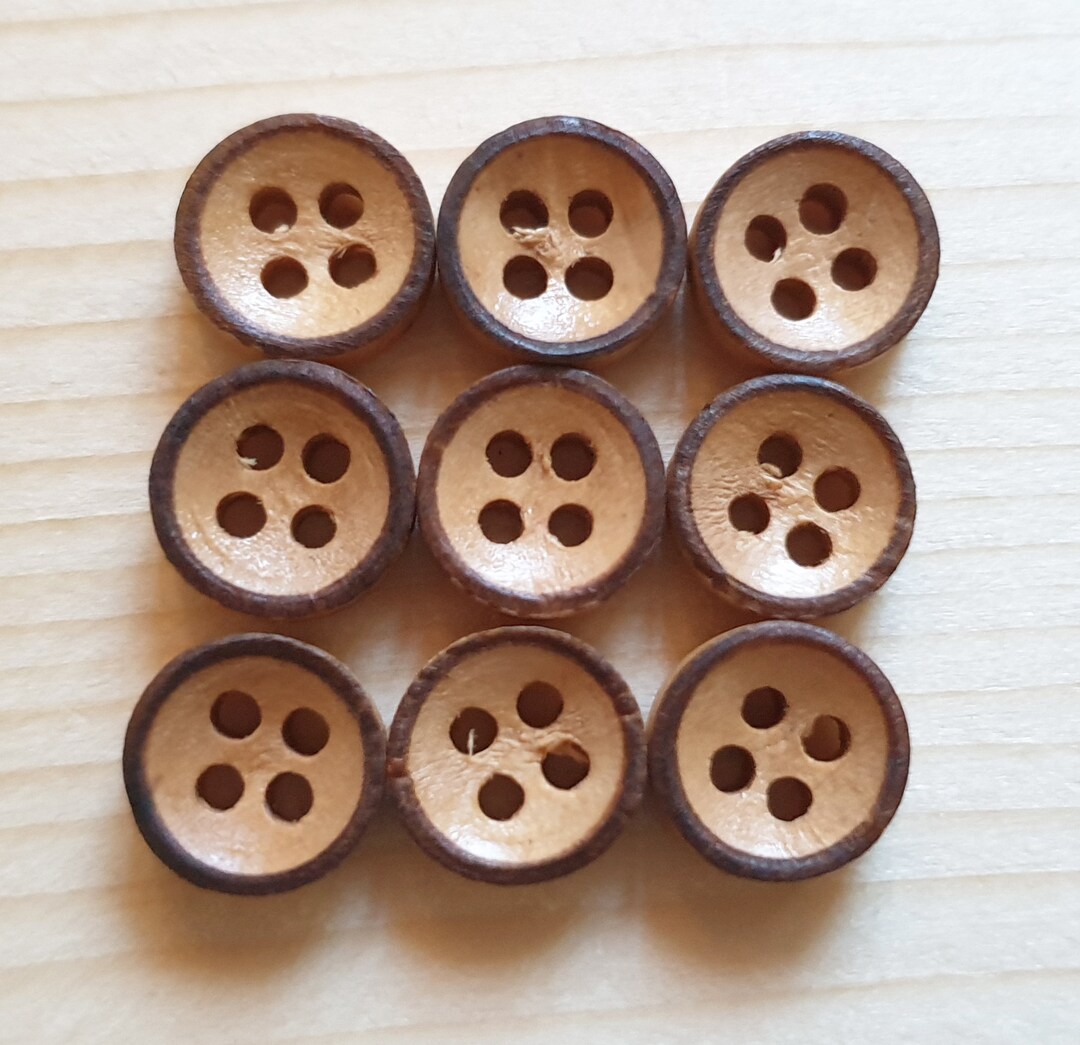 COFFEE EDGE MINI / 9mm mini / Set of 8 Buttons / Wooden Buttons ...