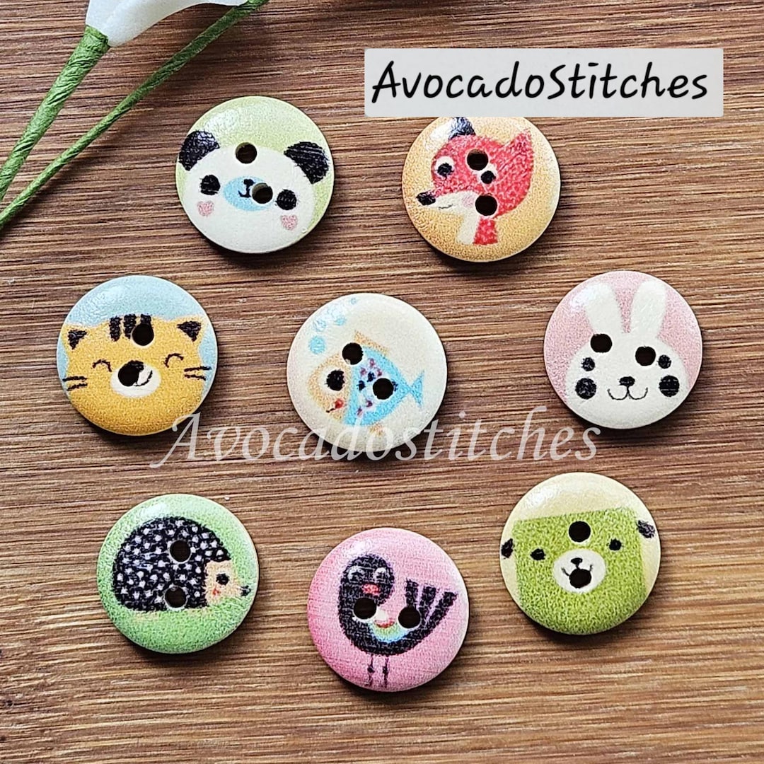 BABY ANIMALS / 15mm - 8 Buttons / Wooden Buttons / Sewing Buttons - Etsy