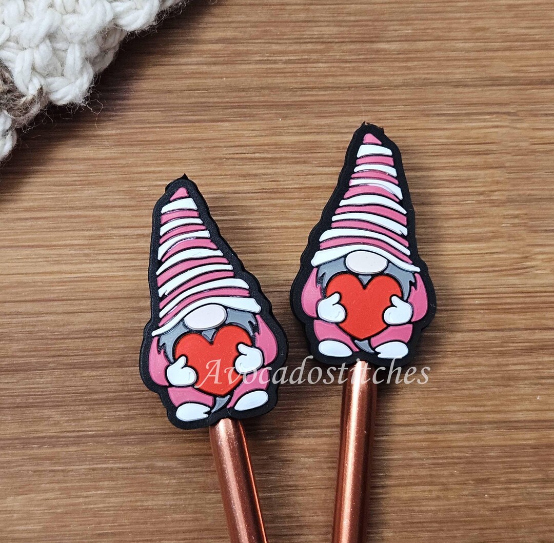 GNOME With HEART Stitch Stoppers / 2 Pieces / Knitting Needle Ttoppers ...