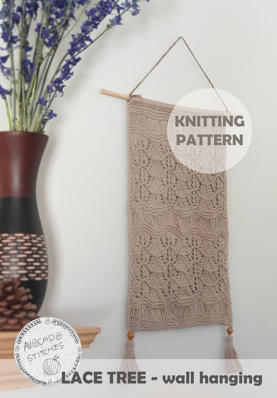 LACE TREE Wall Hanging (digital Knitting Pattern) / Knit Wall Hanging ...