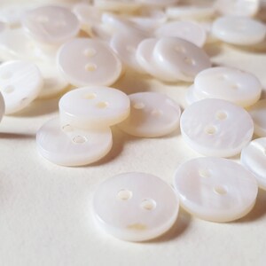 2-HOLE WHITE Seashell Buttons / 9-25mm / MOP Shell Buttons / Sewing ...