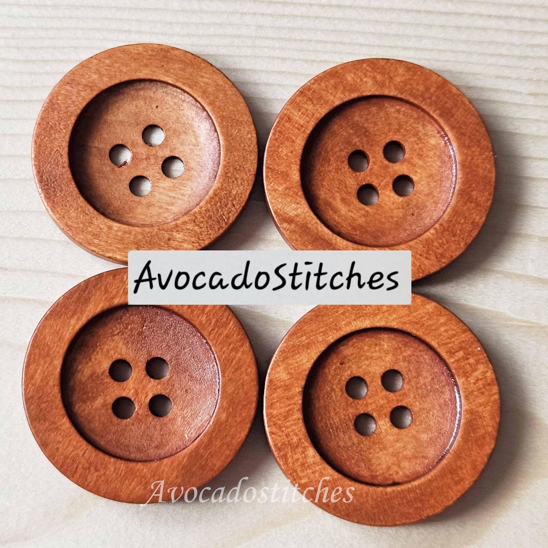 FLAT WIDE EDGE Brown / 30-35mm / Set of 4 Buttons / Orange Brown ...