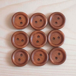 THIN EDGE BROWN / 13mm - 30mm / Wooden Buttons / 2-hole Buttons ...