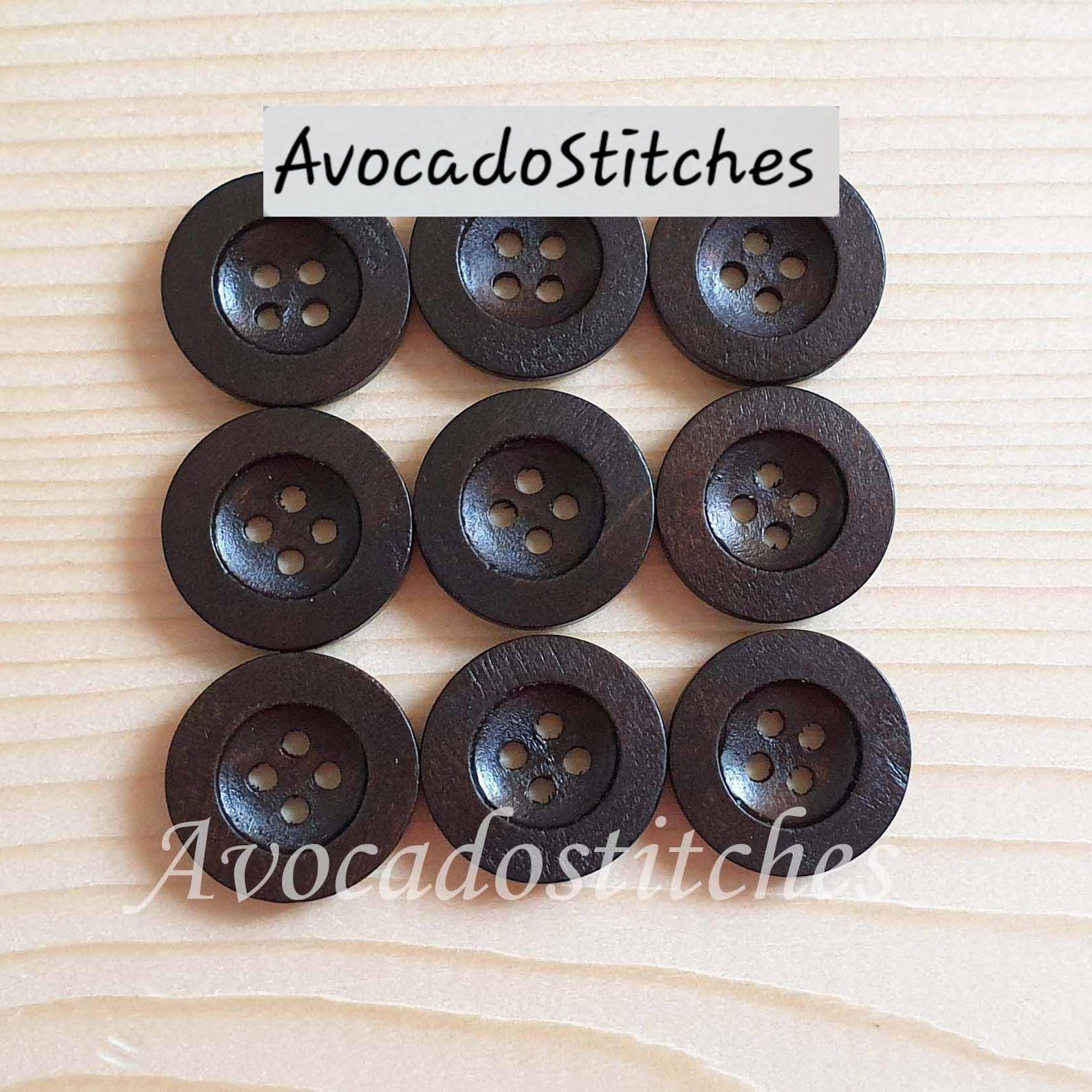 FLAT WIDE EDGE Dark Brown / 10-35mm / Wooden Buttons / Sewing Buttons ...