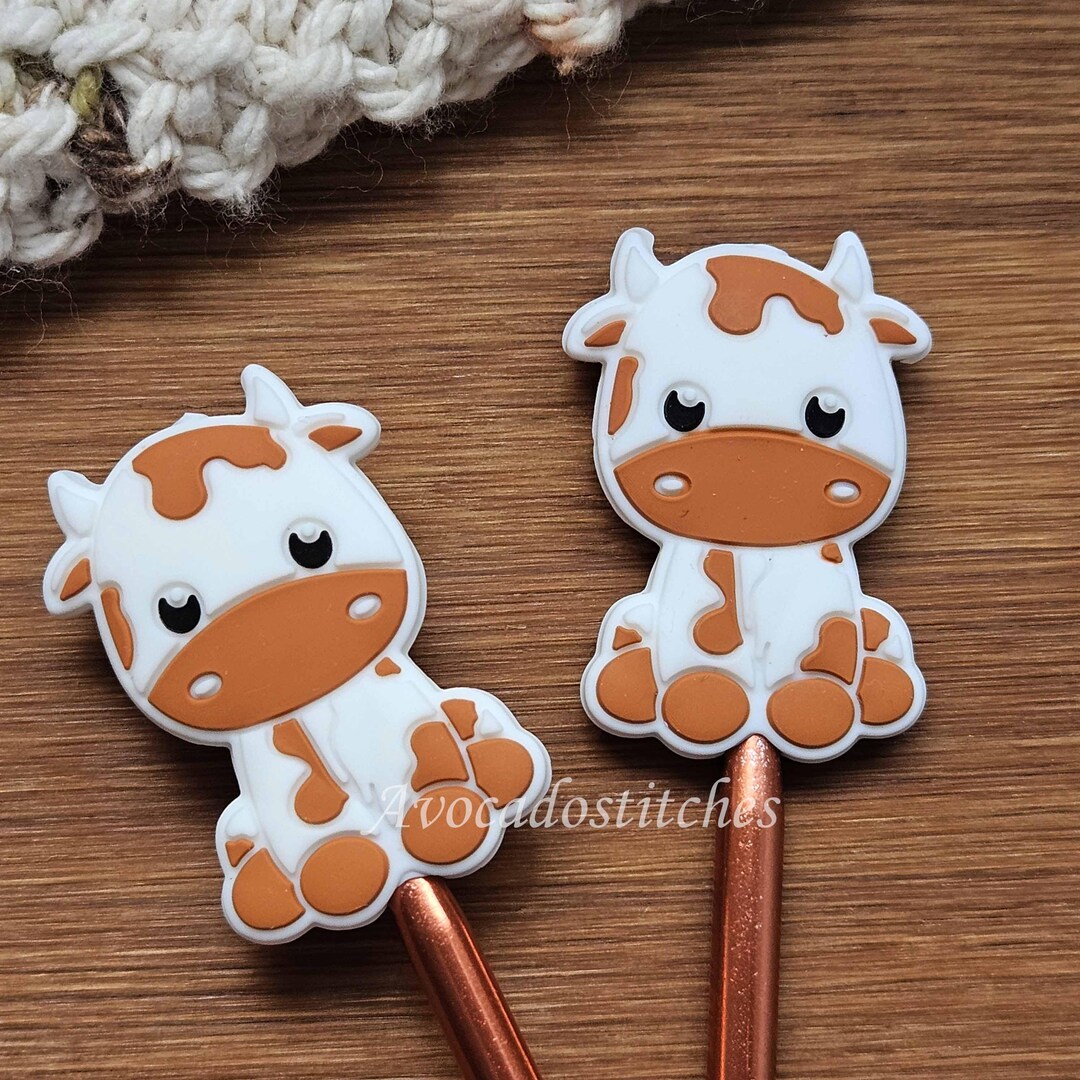 DAIRY CATTLE Stitch Stoppers / 2 Pieces / Knitting Needle Stoppers ...