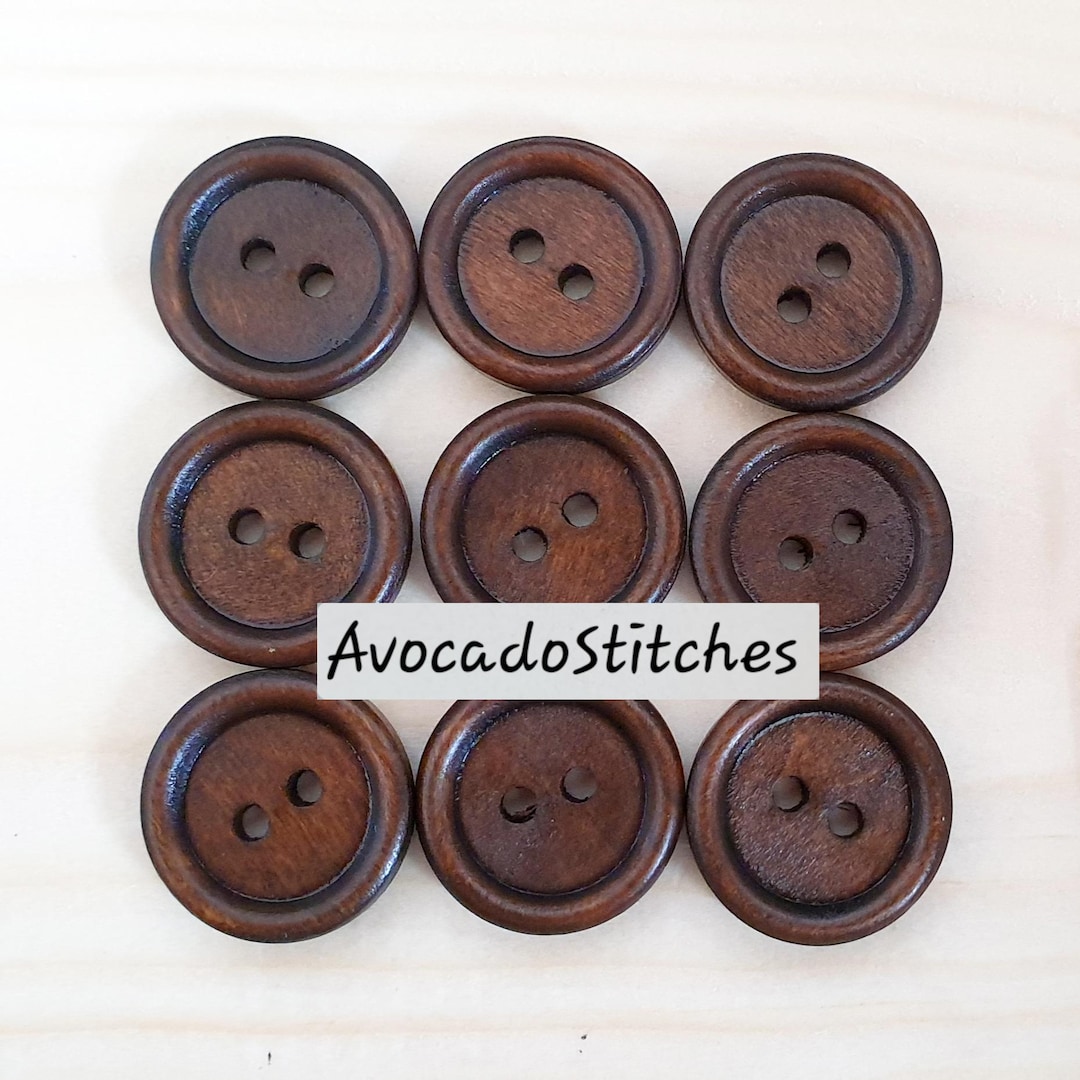 THIN EDGE BROWN / 13mm - 30mm / Wooden Buttons / 2-hole Buttons ...