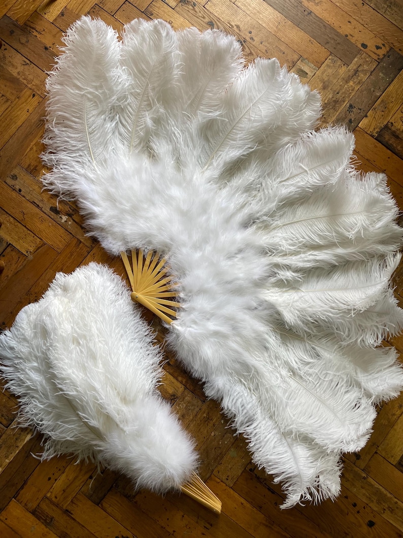 Large White Ostrich Feather Fan - Etsy