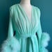 Chiffon Dressing Gown With Marabou Trim in Mint Green - Etsy
