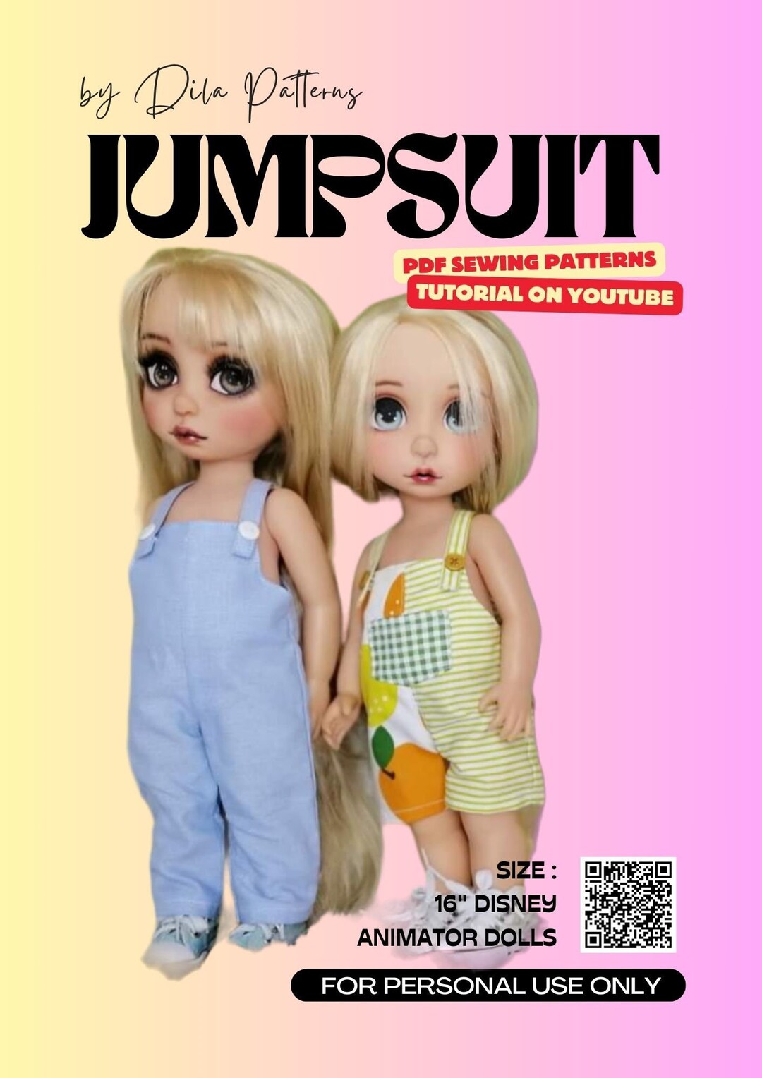 Sewing Pattern #06 - JUMPSUIT for 16" Animators Dolls - Etsy