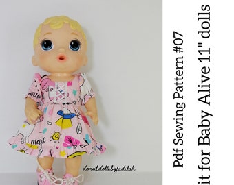 Bell Sleeve Dress Sewing Pattern for Baby Alive 12 - Etsy
