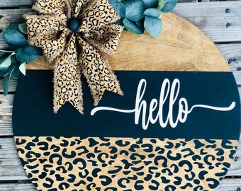 Hi Leopard Print Door Hanger, Leopard Print Door Hanger - Etsy