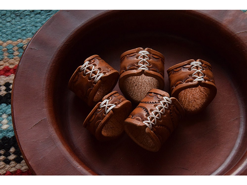 Handmade Leather Scarf Ring Leather Carving Vintage Denim | Etsy