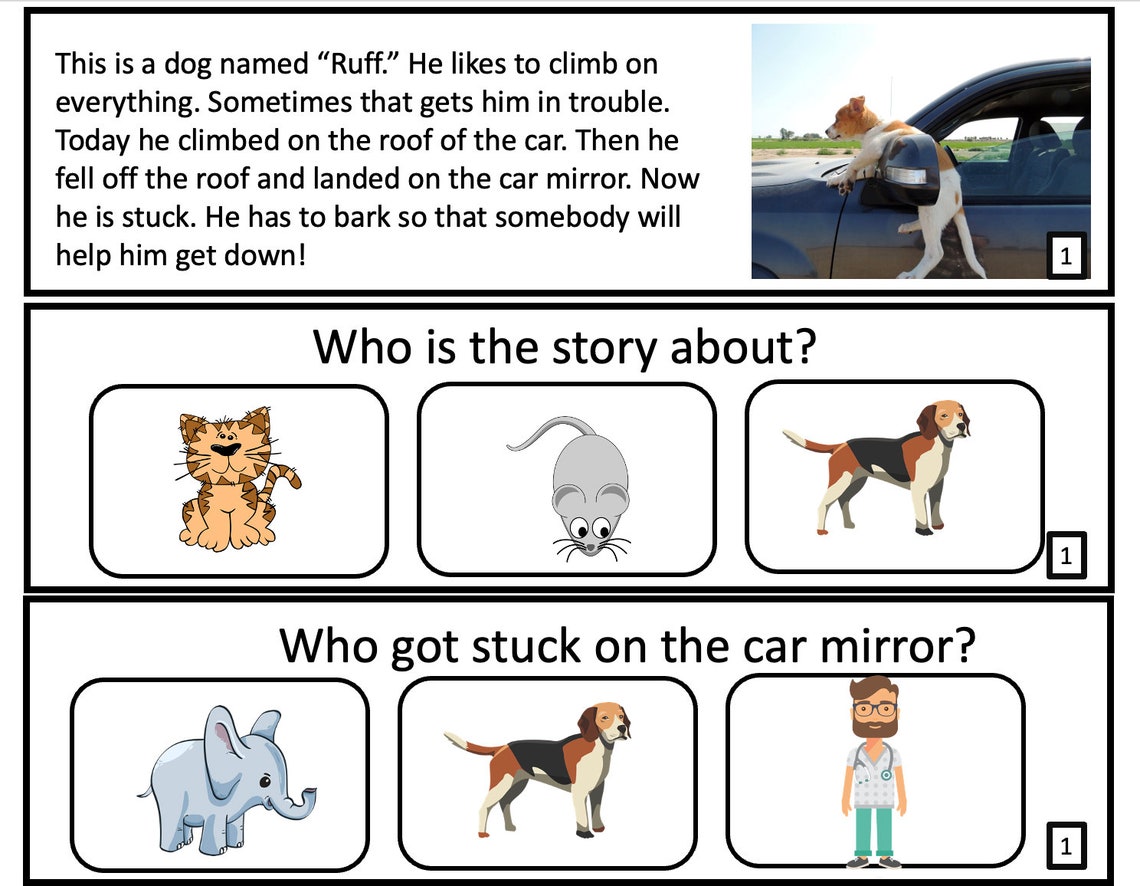 Short Stories With WH Question Visuals No Print Speech Therapy - Etsy