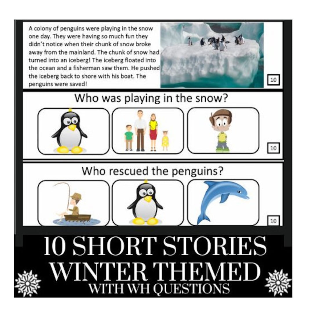 Winter Themed 10 Short Stories With WH Questions and Visuals Answers - Etsy
