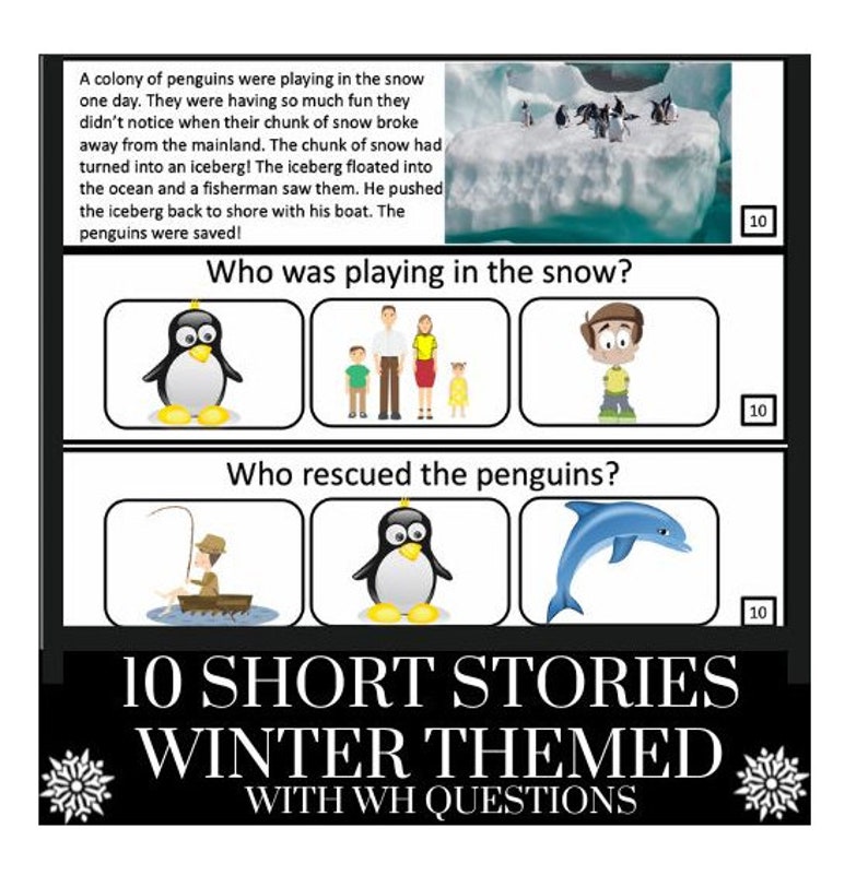 Winter Themed 10 Short Stories With WH Questions and Visuals Answers - Etsy
