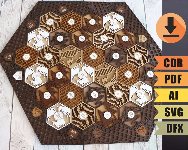 Catan Board template 5-6 Players dxf vector for CNC svg | Etsy