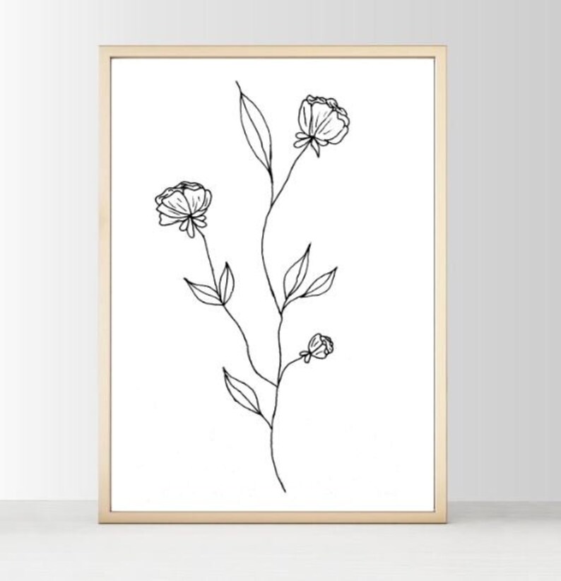 Set of 3 Prints Botanic Plant Drawing Minimal Flower - Etsy