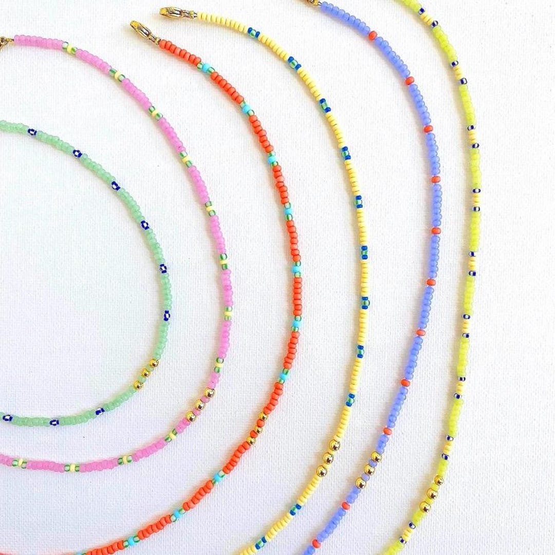 Seed Bead Necklace, Beaded Necklace,dainty Choker, Waterproof Jewelry ...