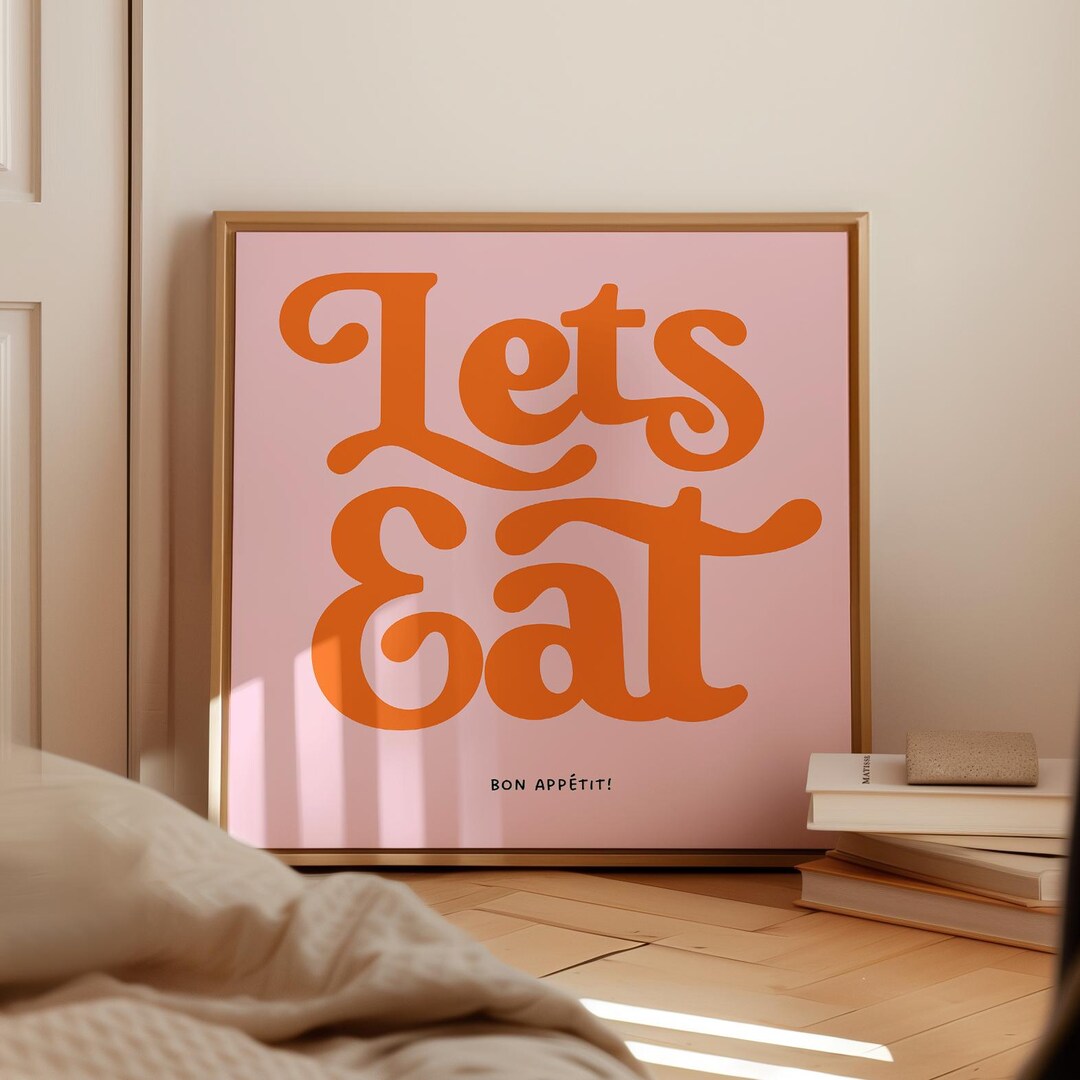 Let's Eat Print: Bon Appetit Kitchen Wall Art, Digital Downloads, Art ...