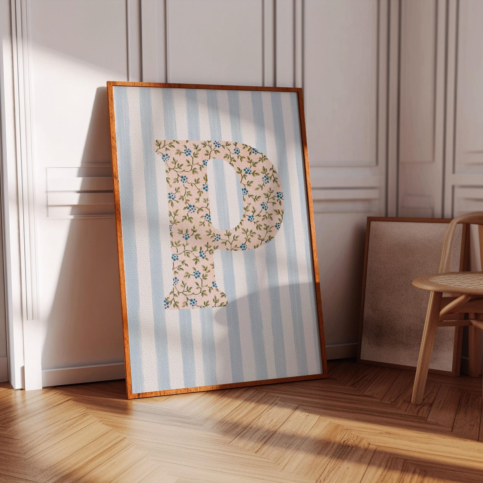 Floral Initial Letter P Print: Watercolor Initial Art, Digital ...