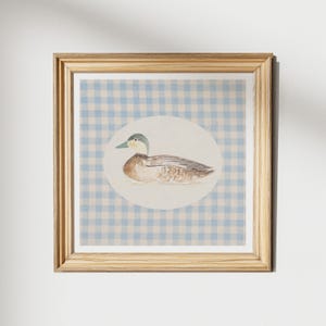 Vintage Gingham Mallard Duck Print, Wall Art, Kitchen, Living Room Art ...