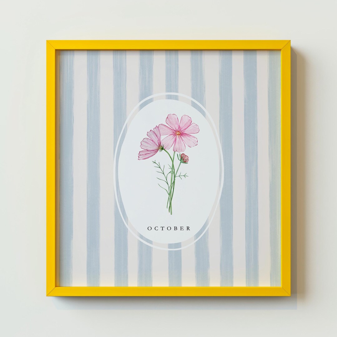 October Cosmos Flower Print: Birth Month Wall Art, Digital Downloads ...