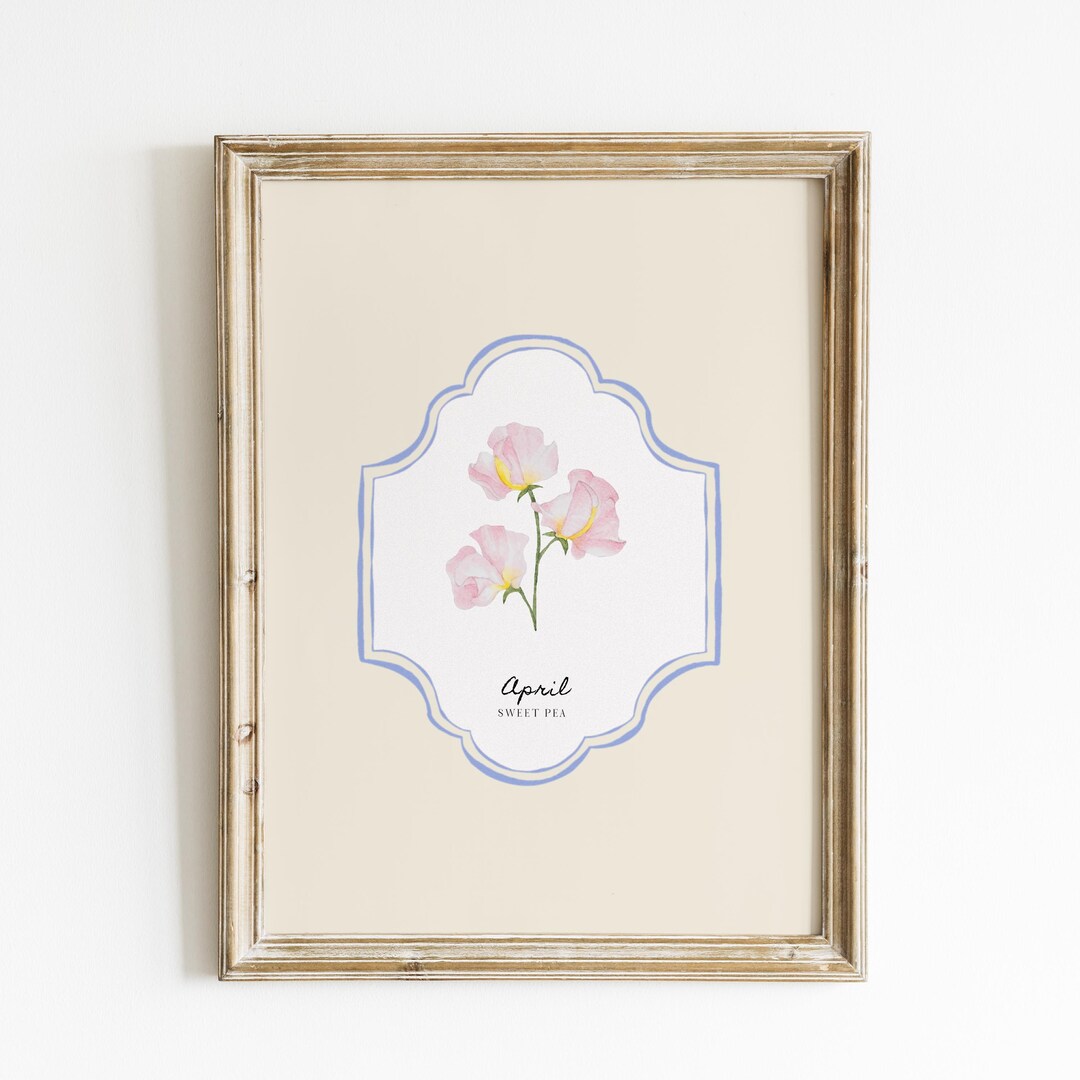 April, Sweet Pea, Birth Flower Illustration Prints, Digital ...