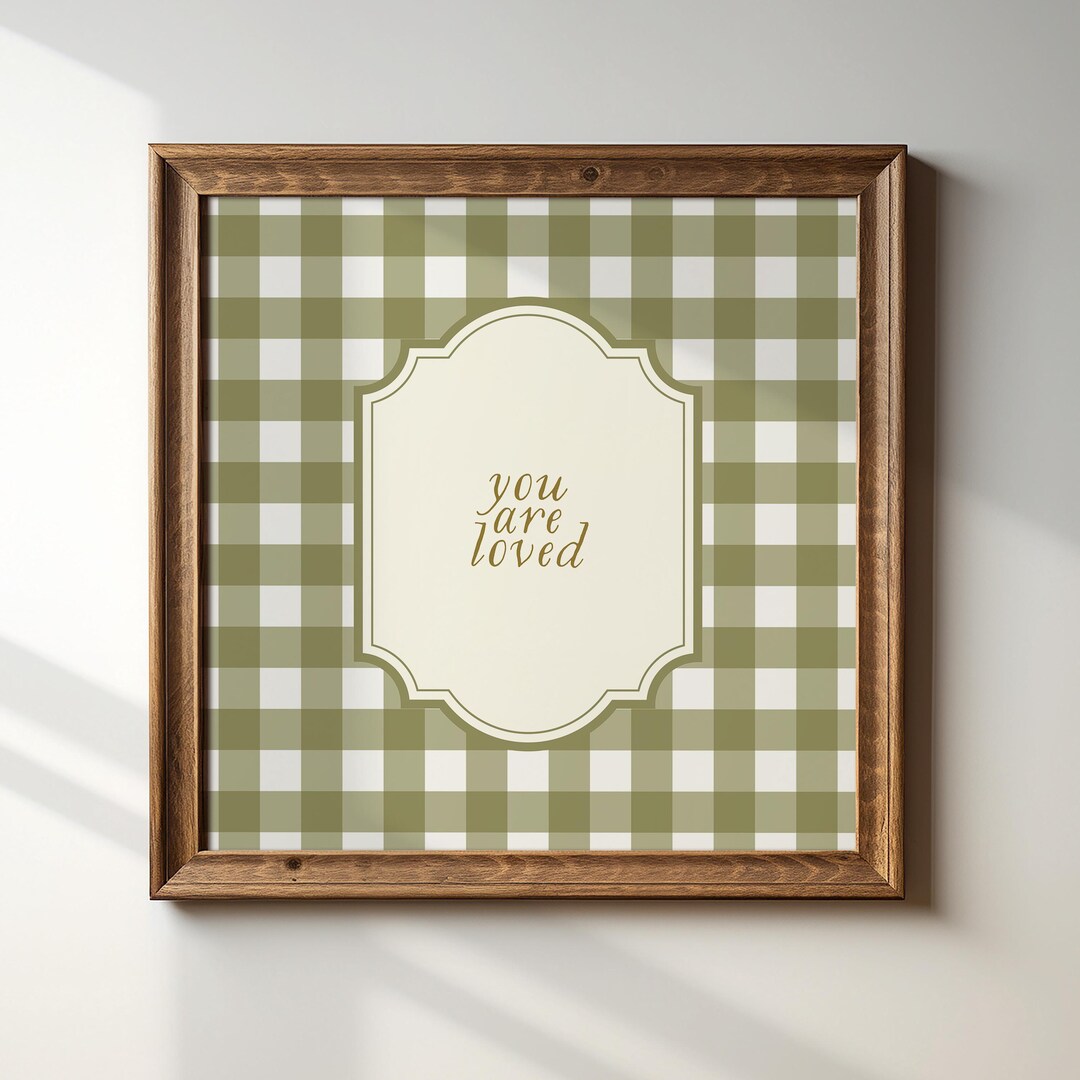 Green Gingham Print: 'you Are Loved' Nursery Wall Art (digital Download ...