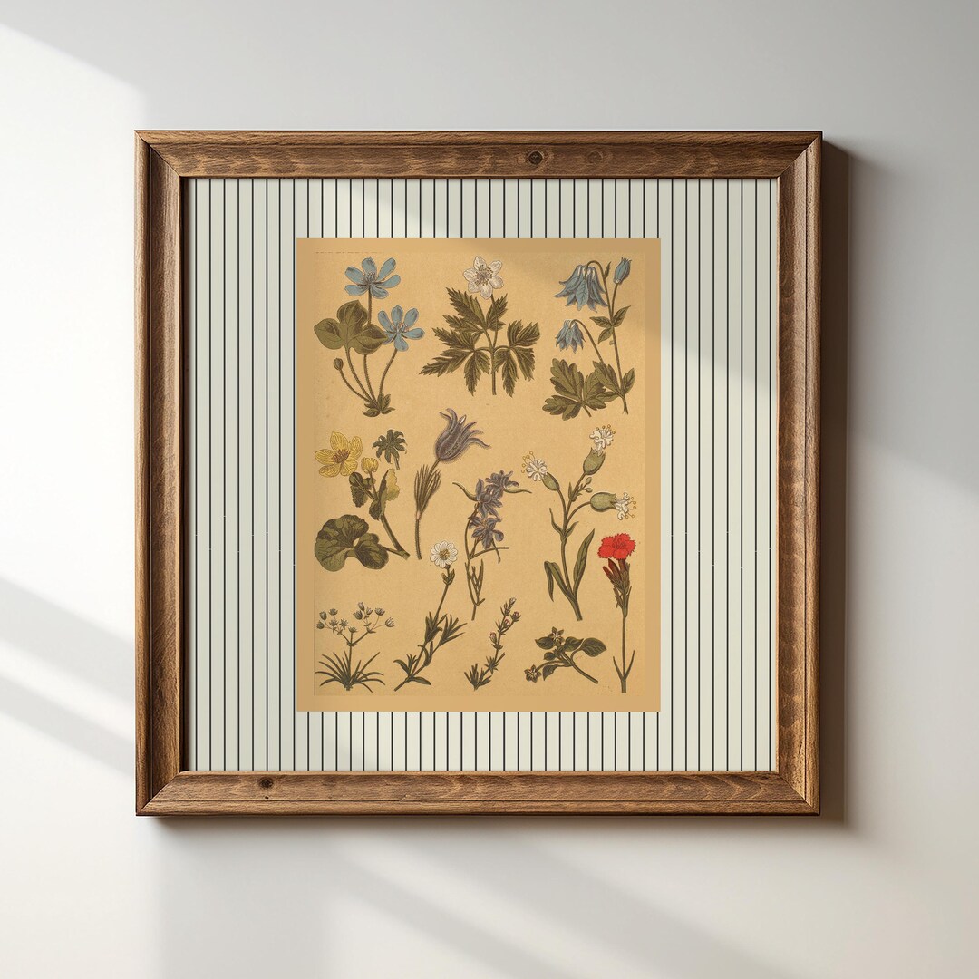 Vintage Floral Print: Square Cottagecore Wall Art (digital Download 1x1 ...