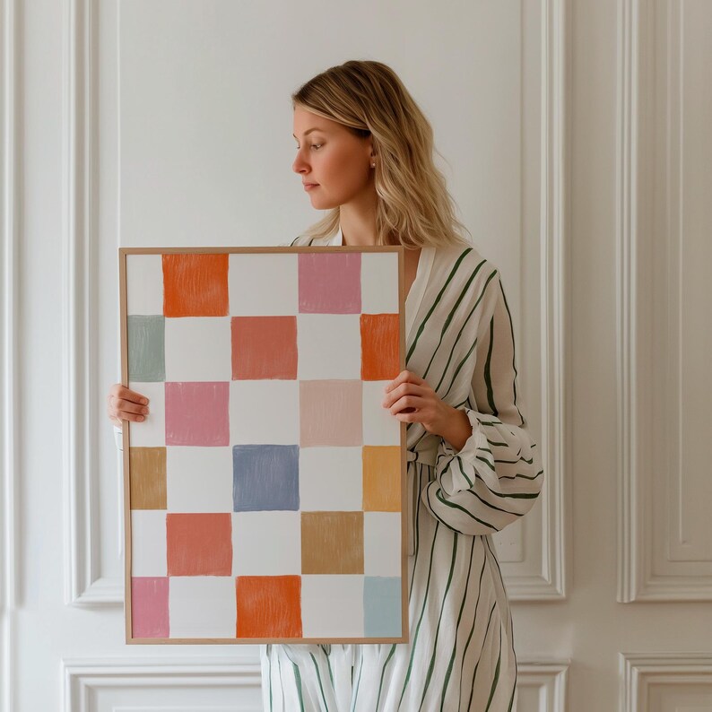 Fun Watercolor Checker Art Print, Digital Downloads, Wall Art, Trendy ...