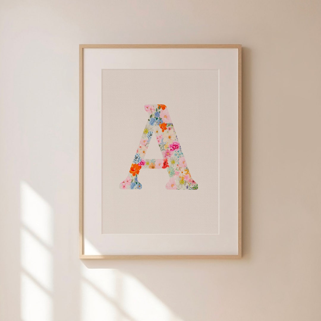 A, Initial Digital Print, Floral Letter, Digital Download, Watercolor ...