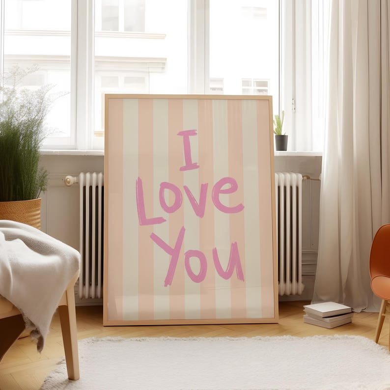 I Love You Art Print: Valentine's Day Wall Decor, Digital Downloads ...