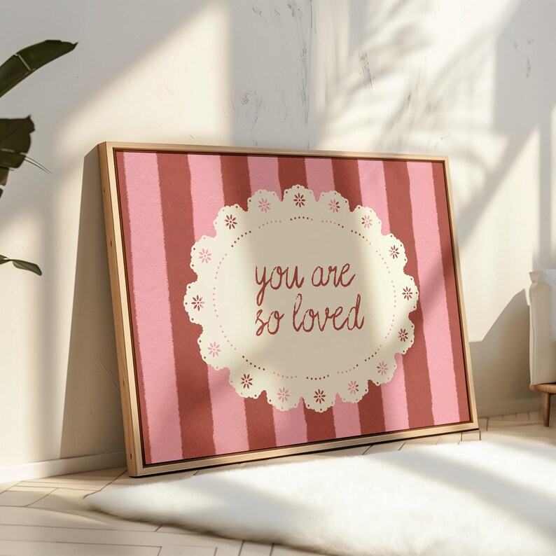Red and Pink Striped You Are so Loved Cottagecore Print: Nursery ...