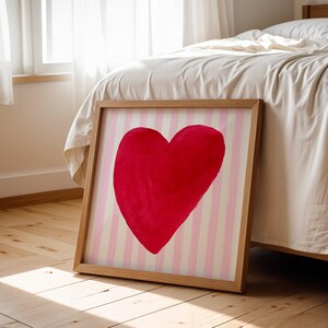 Red Heart Square Print: Valentine's Day Trendy Decor, Digital Downloads ...