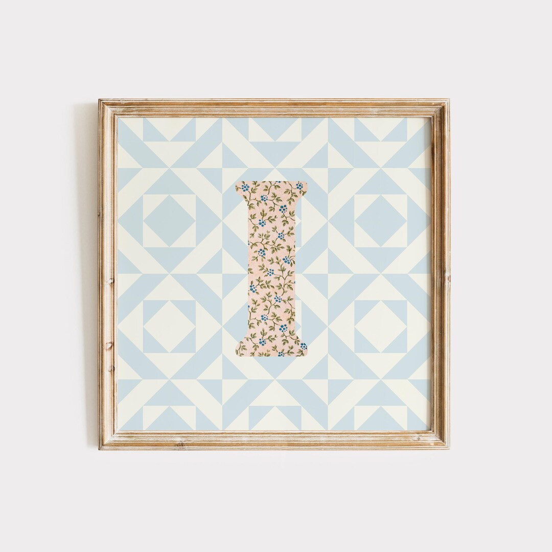 Floral Initial Letter I Print: Personalized Watercolor Initial Art ...