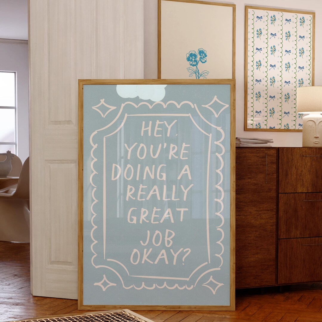 Blue You're Doing Great Print, Digital Downloadable Wall Art, Trendy ...