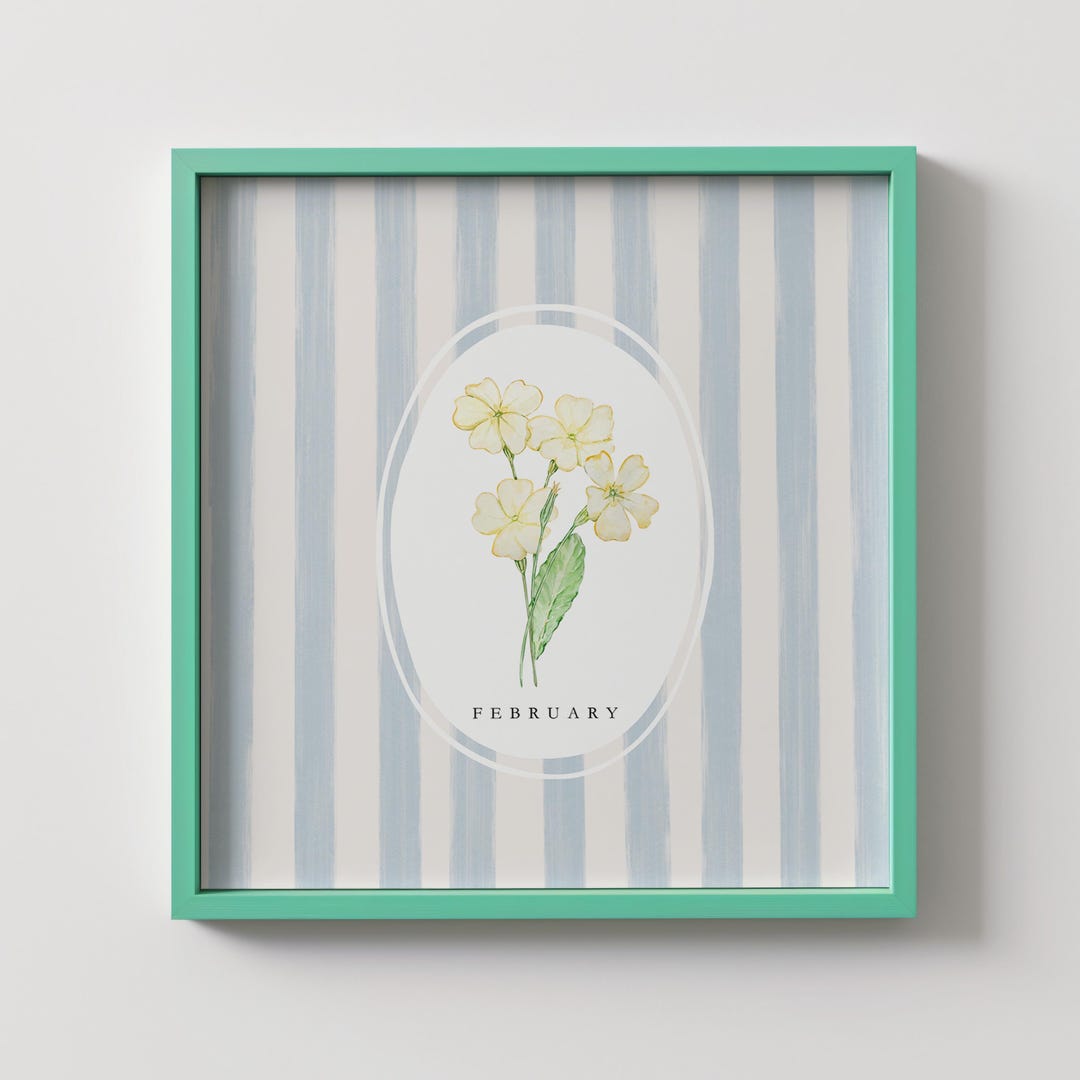 FEBRUARY, Primrose, Birth Month Flower Print, Square, Gift Idea ...