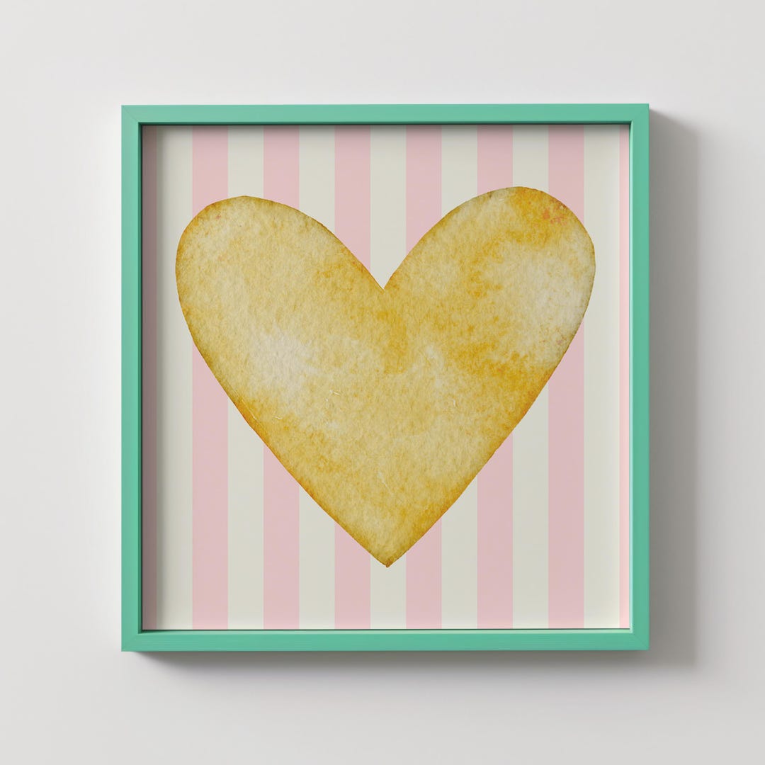 Bright Yellow Heart Print: Trendy Wall Decor, Digital Downloads, Art ...