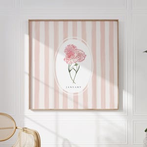 January Birth Flower Print: Carnation Wall Art, Digital Download ...